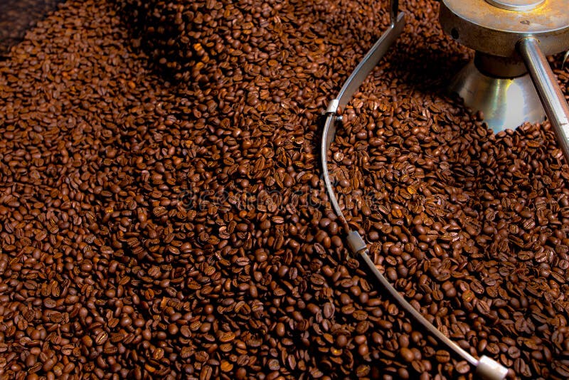 Roasting Process of Coffee, Production Mooving Paddles Stock Image ...