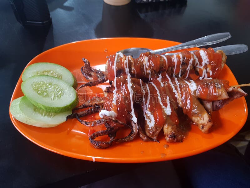 Roasting Seafood in the Saturday Night Stock Photo - Image of grilling ...