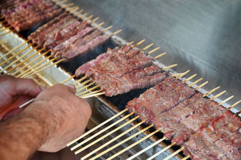Traditional Italian Arrosticini on a Grill Stock Photo - Image of ...