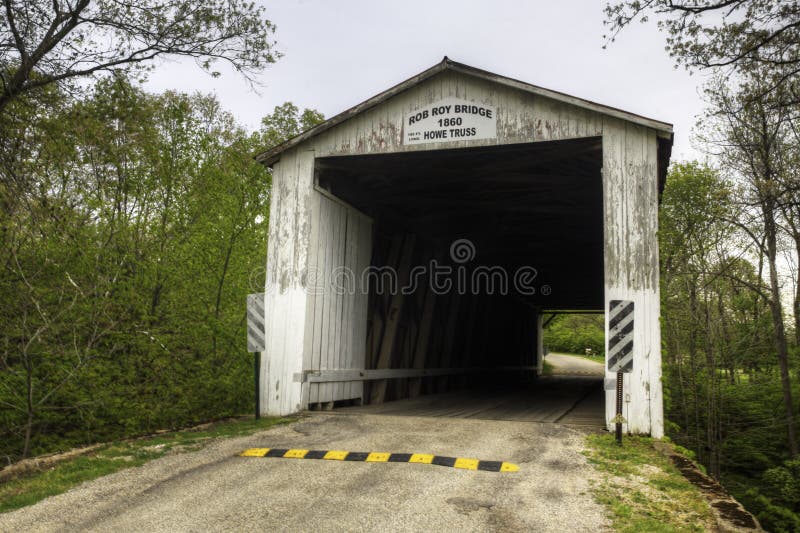 Rob Roy Covered Bridge in Indiana, United States Stock Photo - Image of ...