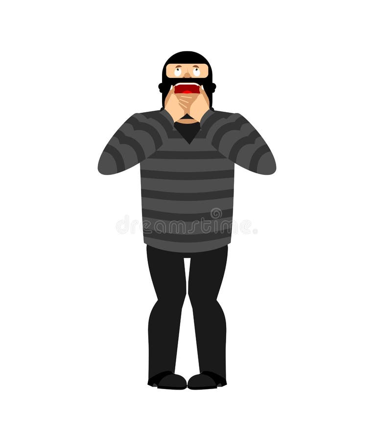 Robber Afraid. Burglar Frightened Stock Vector - Illustration of face ...