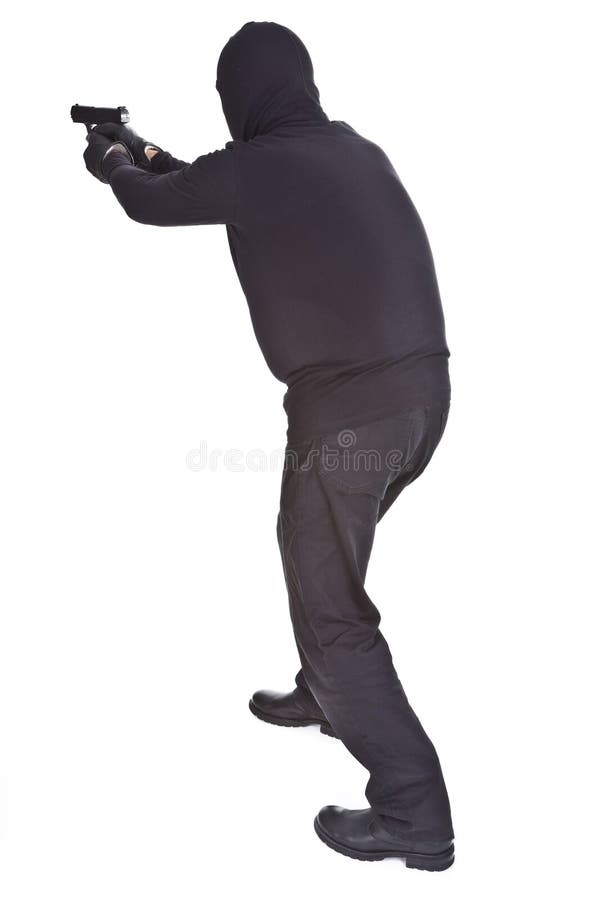 Robber aiming with his gun stock photo. Image of horrifying - 19205556