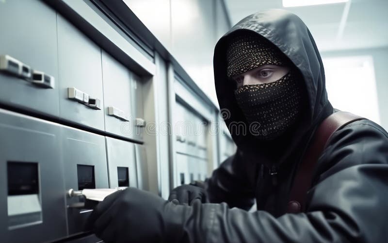 Robber in Balaclava, Thief Swindler in Black Face Mask Generative Ai ...