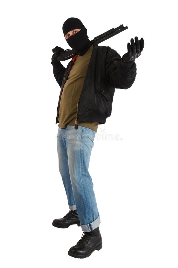 Robber in Black Mask with Shotgun Stock Photo - Image of bandit, outlaw ...