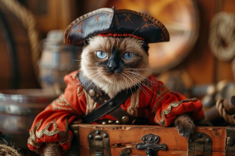 Robber Cat Dressed As a Pirate Captain Stock Image - Image of uniform ...
