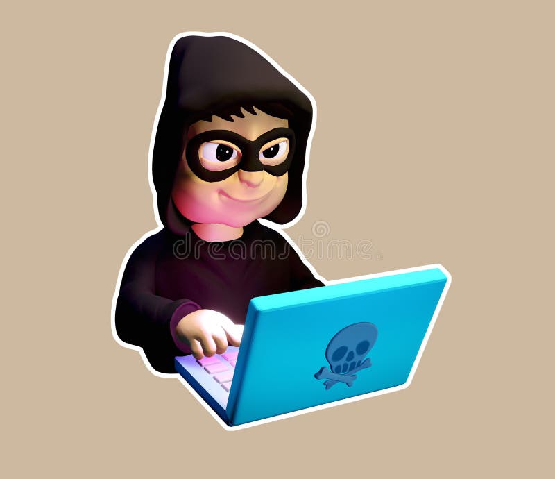 Robber Character 3d Rendered Illustration., 3D Cyber Spy Illustration ...