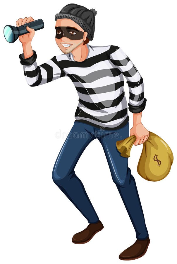 A Robber with a Flashlight and a Bag Stock Vector - Illustration of ...