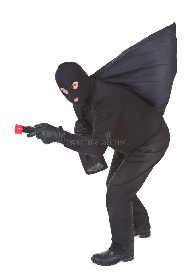 Robber in a Mask Carries Bag with Money Stock Image - Image of burglary ...