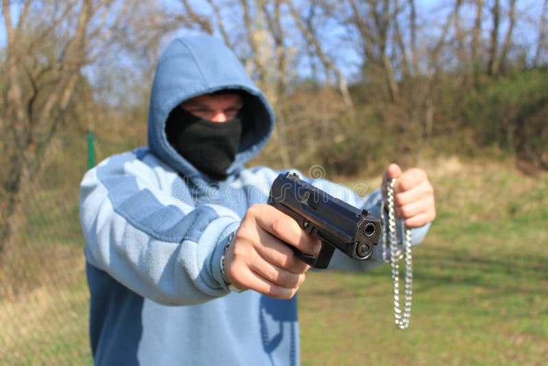 Robber with a gun stock image. Image of theft, crime - 19061803