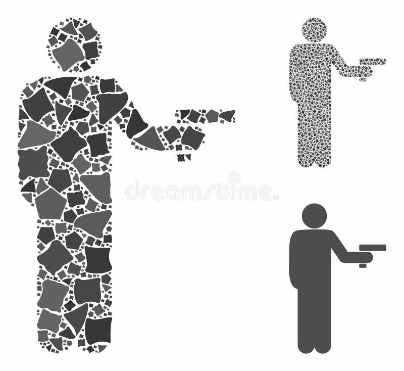 Robber with Gun Mosaic Icon of Irregular Elements Stock Vector ...