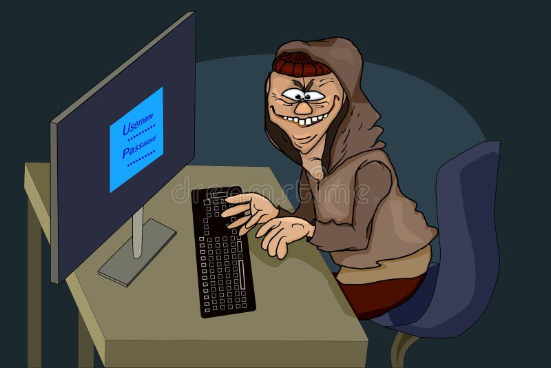 Robber Hacker with Computer. Stock Vector - Illustration of hacker ...