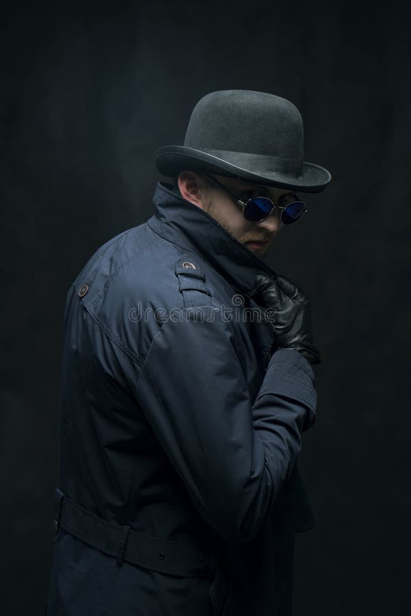 Robber in a Hat, Glasses and Black Gloves Stock Photo - Image of glove ...