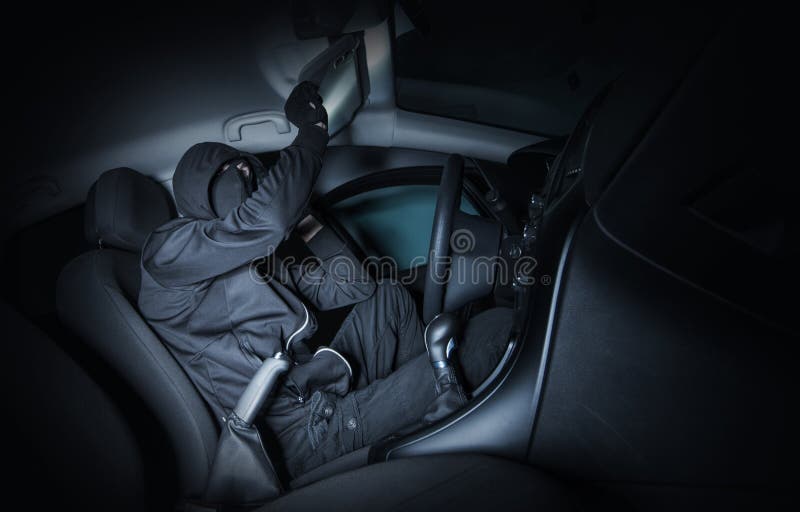 Burglar Breaking in To Home at Night through Back Stock Photo - Image ...