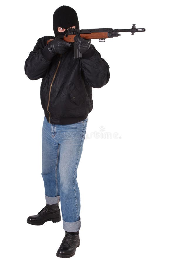Robber with M14 rifle stock photo. Image of mask, criminal - 45242310