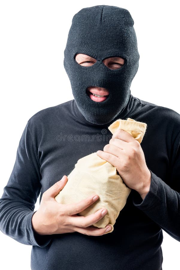 Robber in a Mask Carries Bag with Money Stock Image - Image of burglary ...