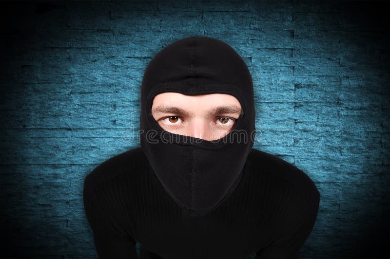 Robber in mask stock image. Image of power, hand, defense - 46042981