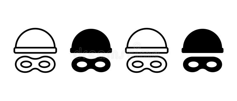 Robber Mask Vector Icon Set. Outline Thief Mask Symbol Stock Vector ...