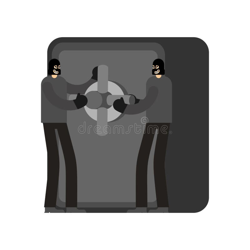 Robber Open Safe. Thief and Money Vault Stock Vector - Illustration of ...