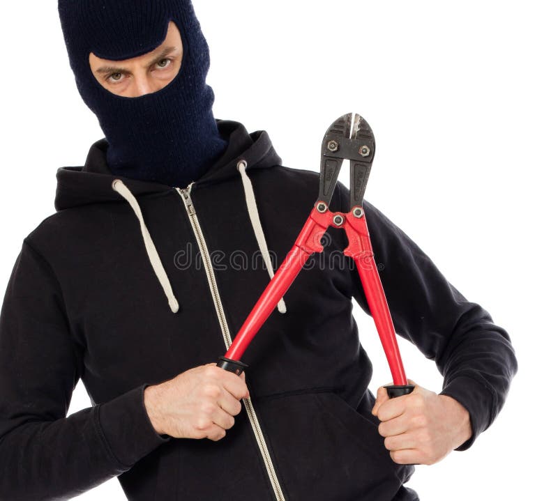 Robber with Red Bolt Cutters Stock Image - Image of evil, clippers ...