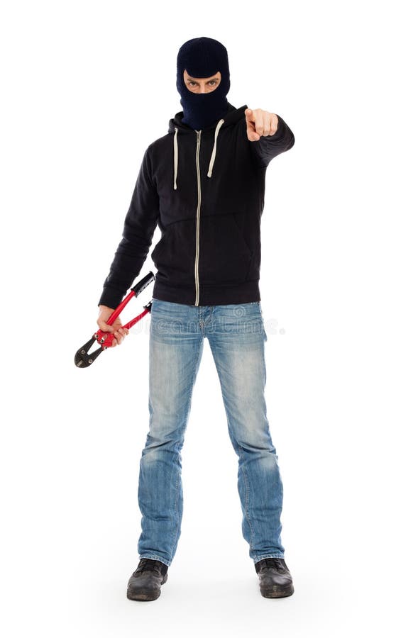 Robber with Red Bolt Cutters Stock Photo - Image of lock, sized: 70280638