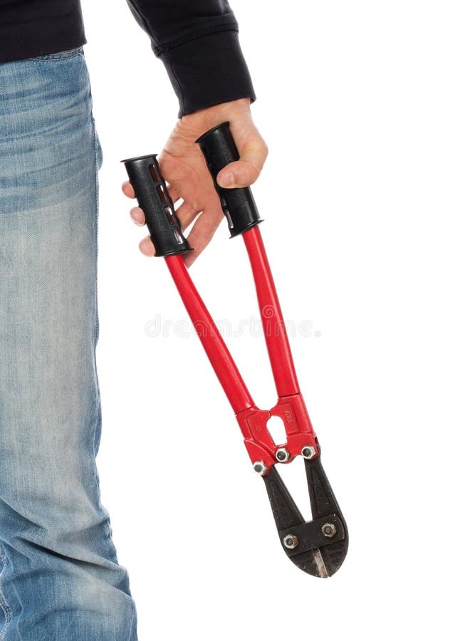 Robber with Red Bolt Cutters Stock Image - Image of blade, burglar ...
