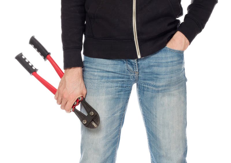Robber with Red Bolt Cutters Stock Image - Image of danger, large: 70594947