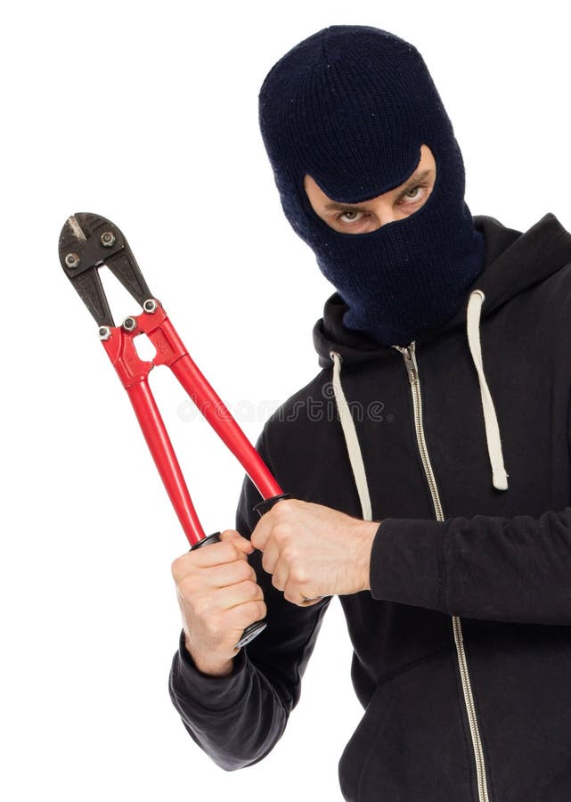 Robber with Red Bolt Cutters Stock Photo - Image of mask, robbery: 70594982
