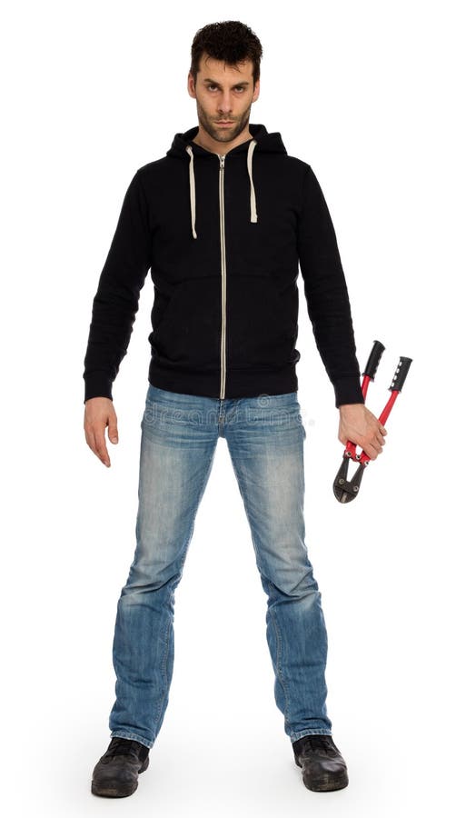 Robber with Red Bolt Cutters Stock Image - Image of lock, scary: 70725379
