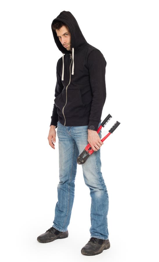 Robber with Red Bolt Cutters Stock Image - Image of male, burglary ...