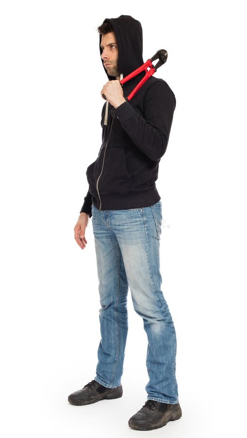 Robber with Red Bolt Cutters Stock Photo - Image of robbery, sized ...