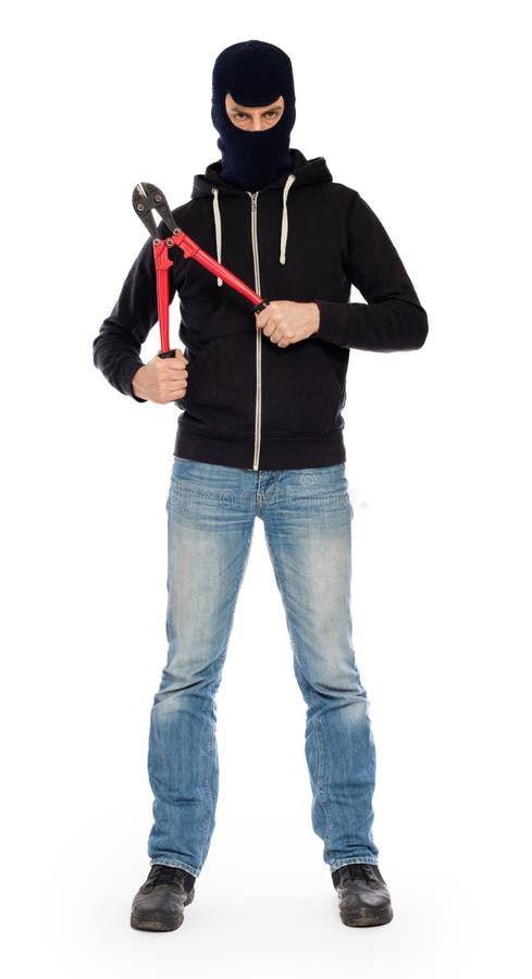 Robber with Red Bolt Cutters Stock Image - Image of sized, criminal ...