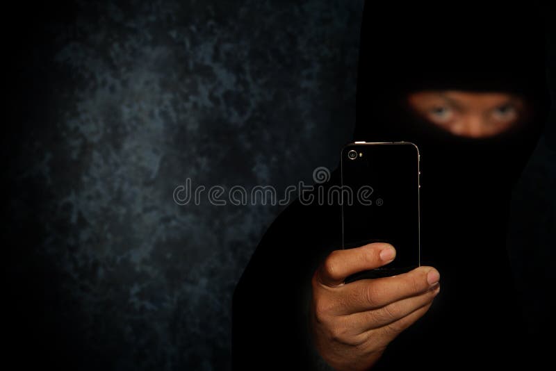Robber with smartphone stock image. Image of journalism - 59307147