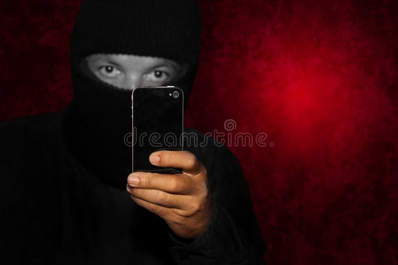 Robber with smartphone stock image. Image of attack, fear - 59307737