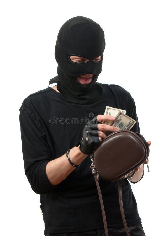 Robber in a Mask Carries Bag with Money Stock Image - Image of burglary ...