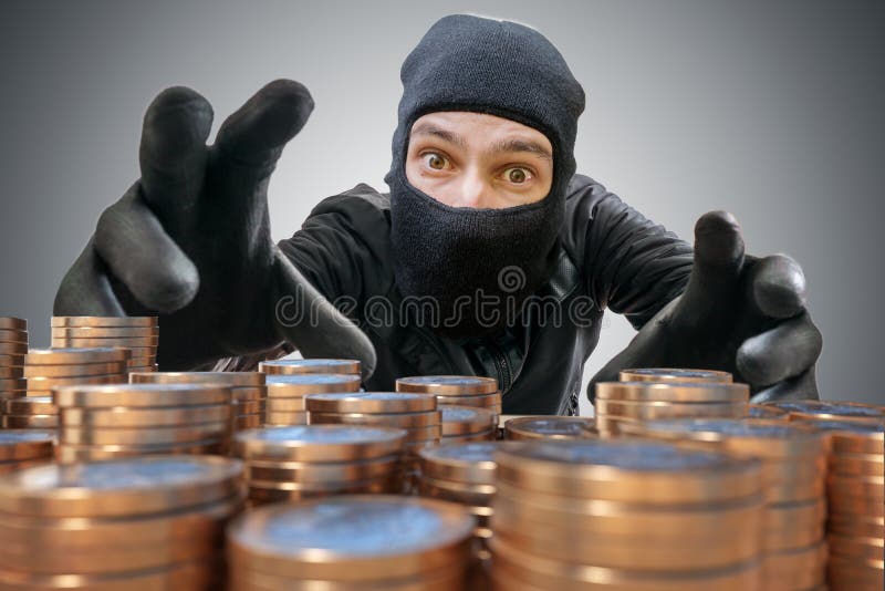 Robber or Thief is Trying To Grab and Steal Coins Stock Photo - Image ...