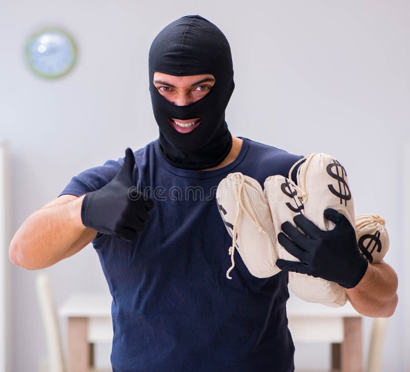 Robber Wearing Balaclava Isolated on White Background Stock Photo ...