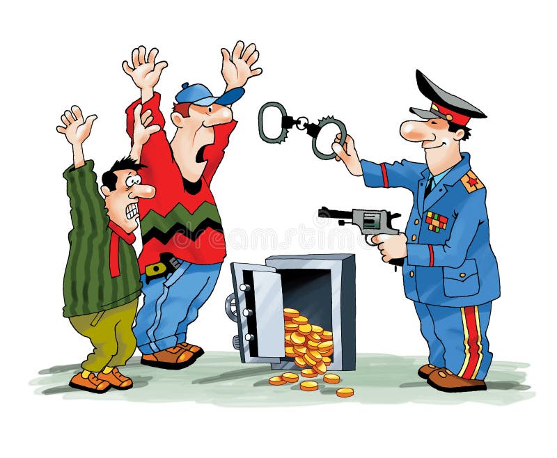 Robbery Breaking Safe Arrest Handcuffs Stock Illustration Image 61227114