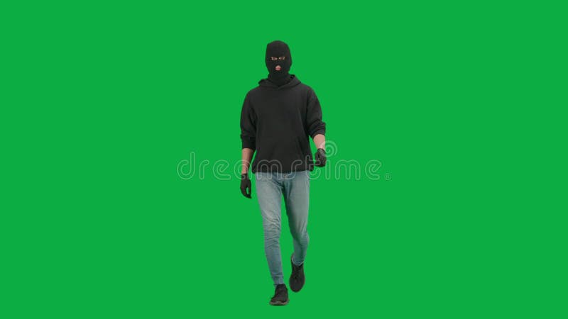 Portrait Of Thief On Chroma Key Green Screen Background Man Robber