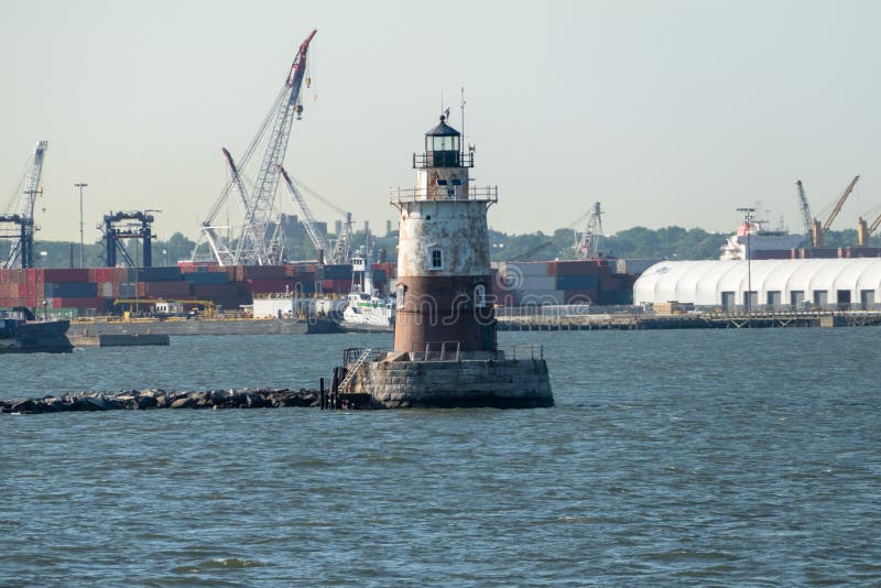 Robbins Reef Light stock image. Image of main, side - 146220883
