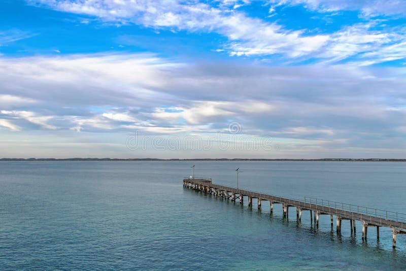 Robe Jetty with Blue Sky and Clouds in Robe, South Australia Stock ...
