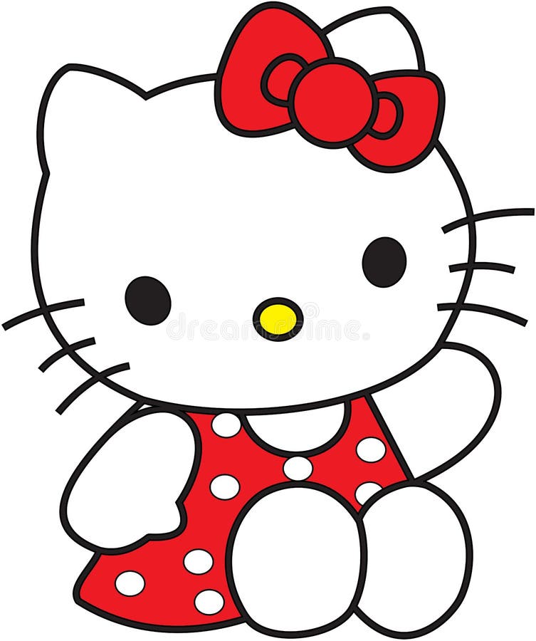 Illustration De Vecteur De Hello Kitty Avec La Longue Robe Rouge Et L ...