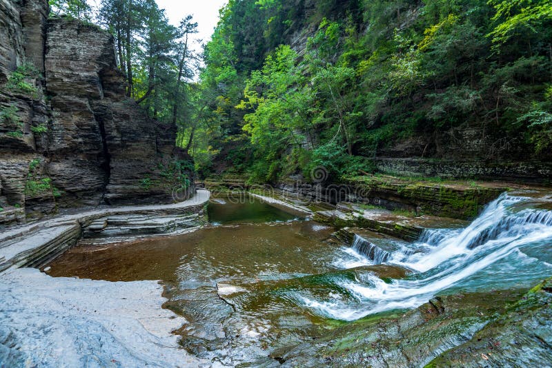 Robert H. Treman State Park: Gorge Trail Stock Image - Image of plants ...