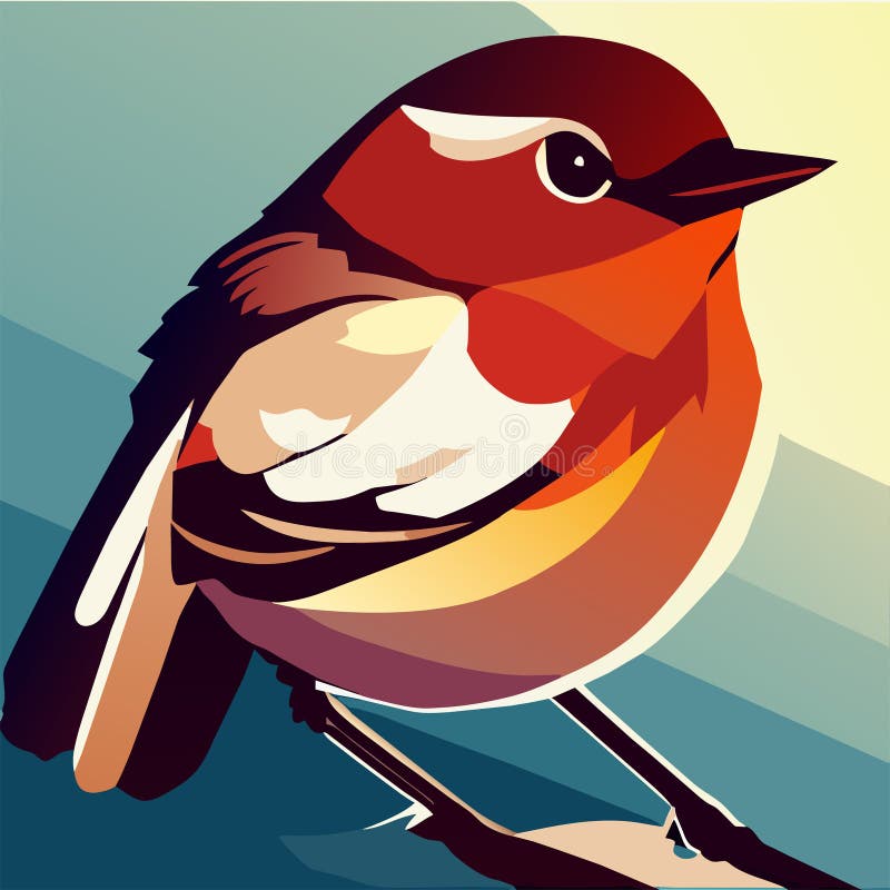 Of a Robin Bird on a Background of Blue Sky AI Generated Stock Vector ...