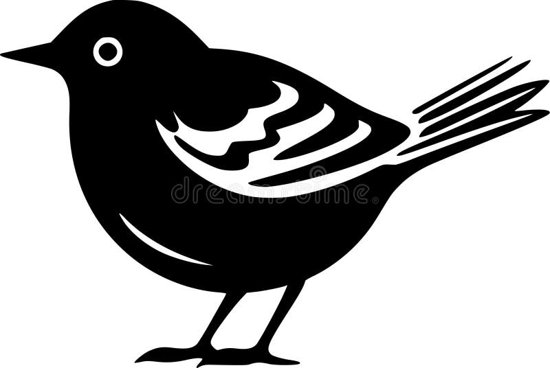 Robin Bird - Black and White Isolated Icon - Vector Illustration Stock ...