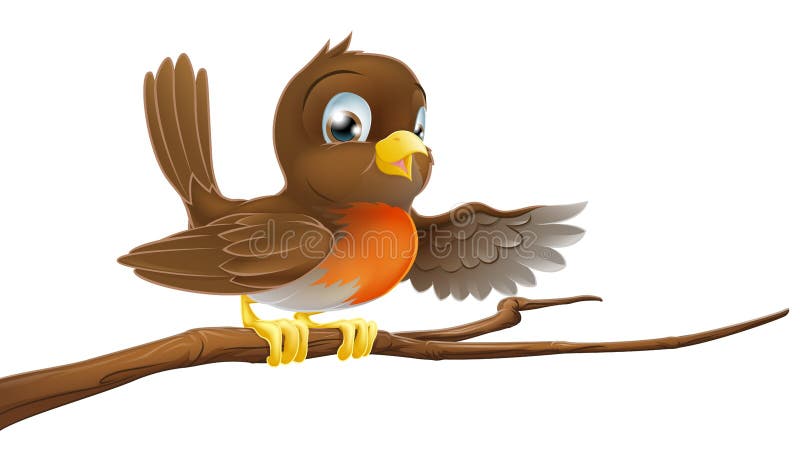Robin Bird on Branch Pointing Stock Vector - Illustration of background ...