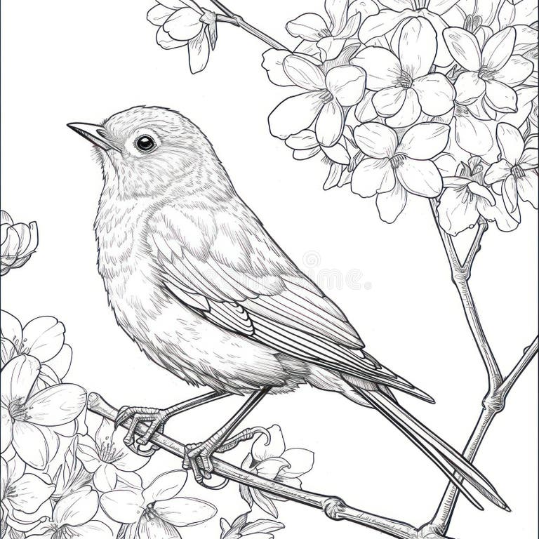 Robin Line Drawing Black Line Stock Illustrations – 894 Robin Line ...