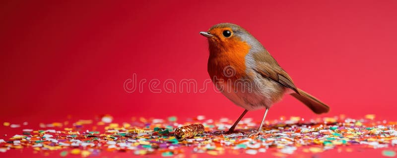 Robin Bird at a Festive Celebration Scene Stock Photo - Image of ...
