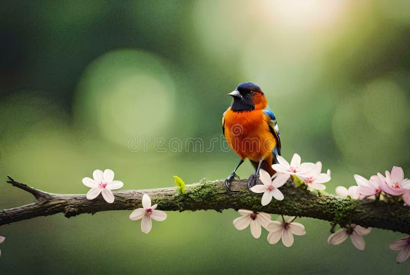 Robin on branch stock illustration. Illustration of bird - 311546256
