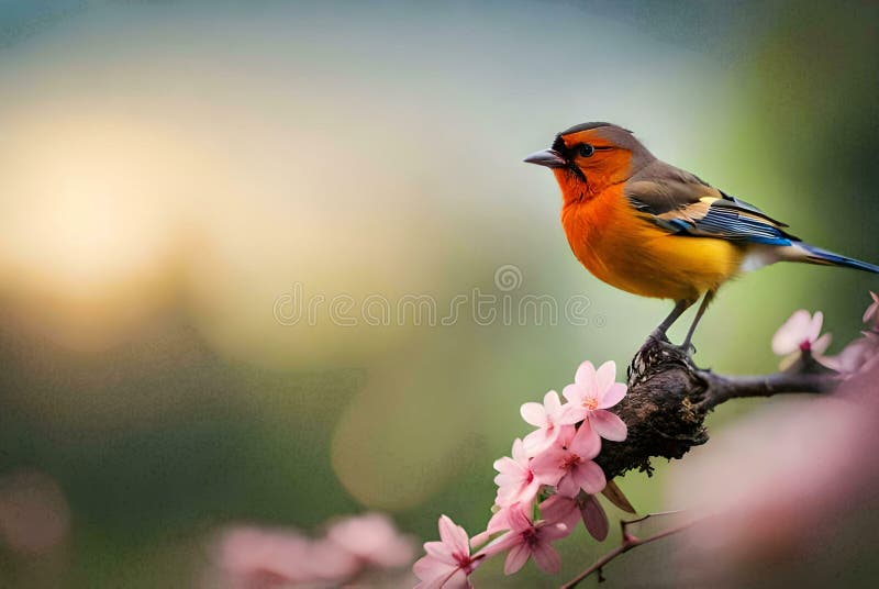Robin on branch stock illustration. Illustration of feathers - 311545863