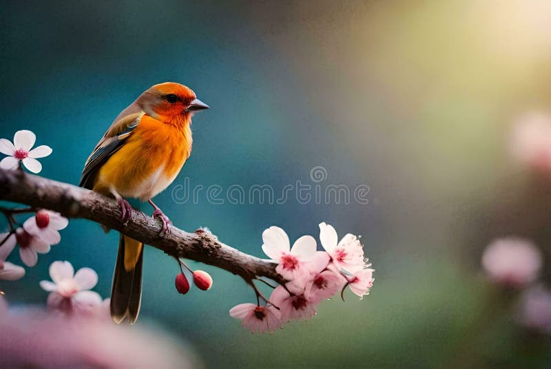 Cardinal on a Branch Robin on Branch Stock Illustration - Illustration ...